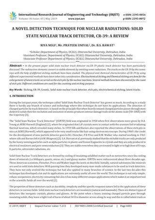 IRJET- A Novel Detection Technique for Nuclear Radiations: Solid State ...