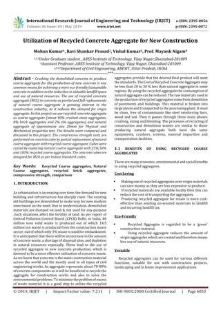 IRJET- Utilization of Recycled Concrete Aggregate for New Construction | PDF
