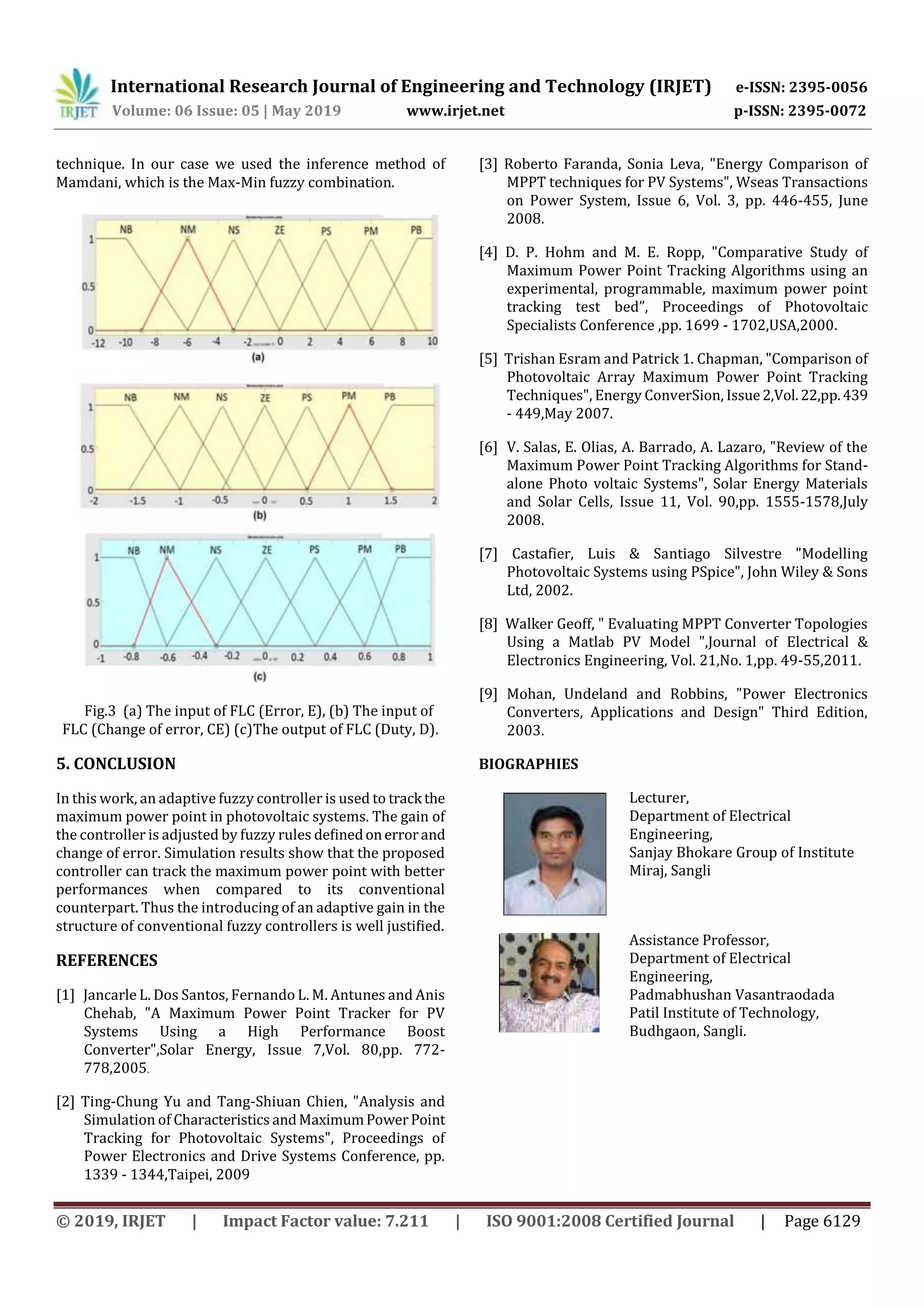 IRJET- A Fuzzy Logic Control Method for MPPT to Improve Solar System Efficiency | PDF