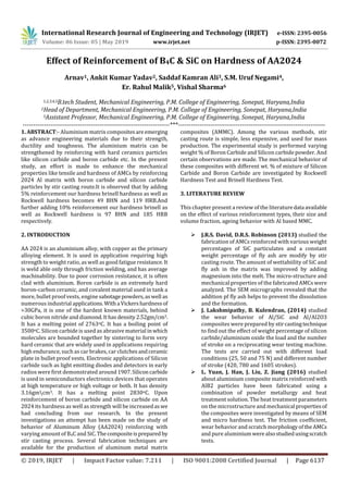 IRJET- Effect of Reinforcement of B4C & SIC on Hardness of AA2024 | PDF
