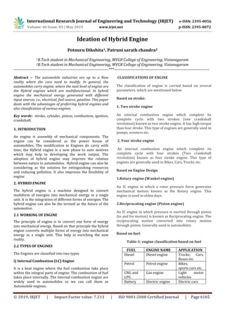 IRJET- Ideation of Hybrid Engine | PDF