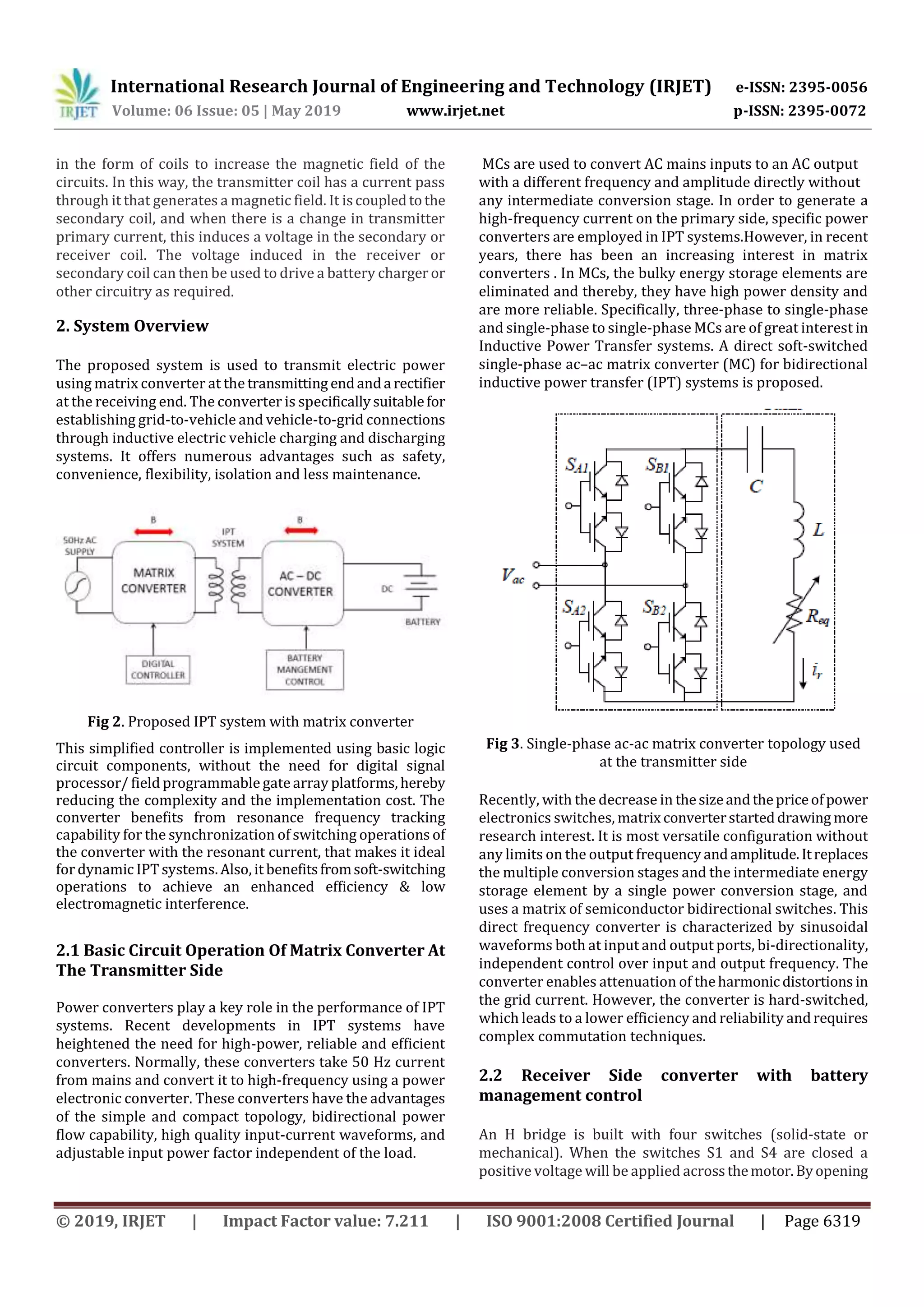 IRJET- Inductive Power Transfer System using Digital Controller based Matrix Converter | PDF