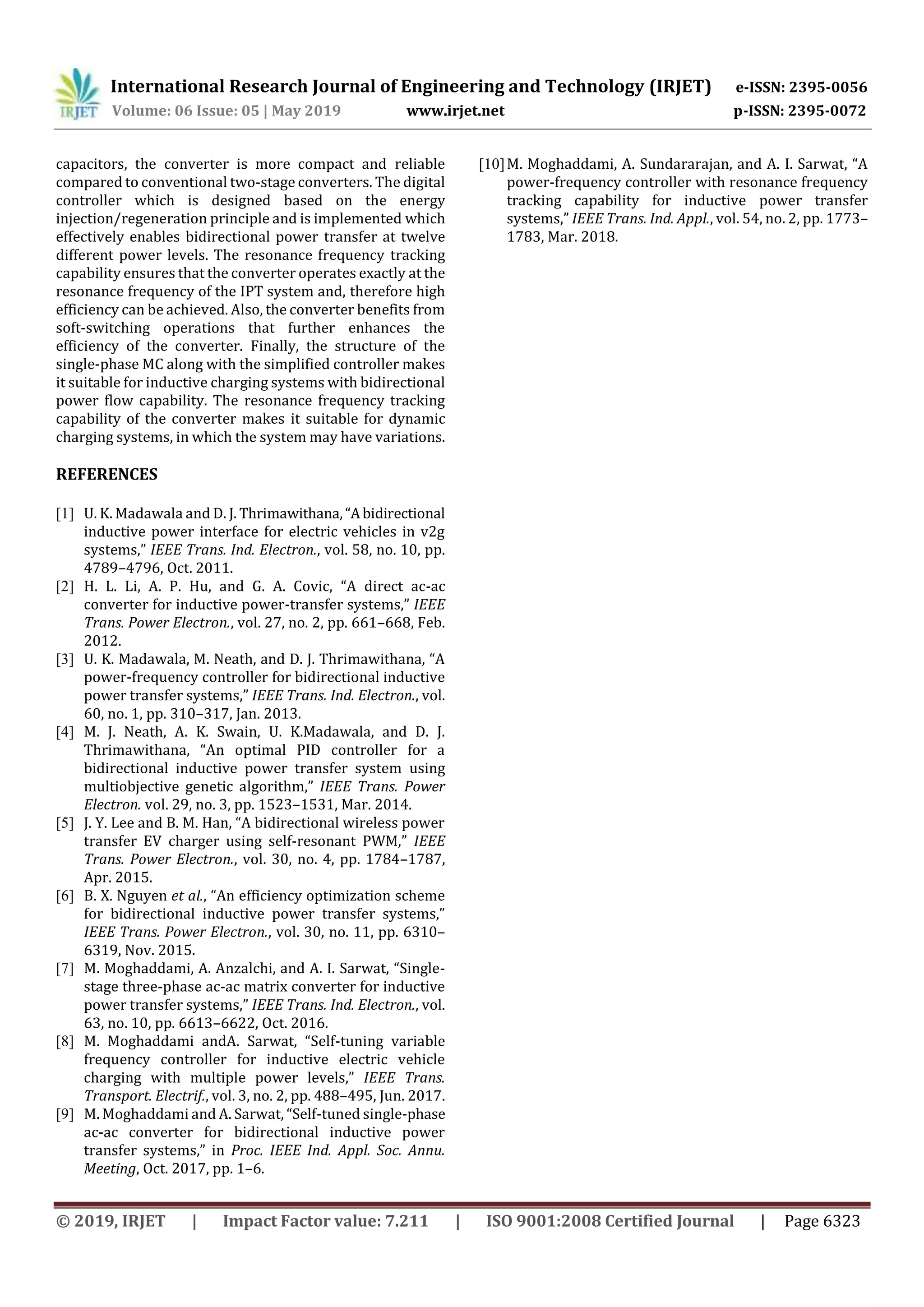 IRJET- Inductive Power Transfer System using Digital Controller based Matrix Converter | PDF