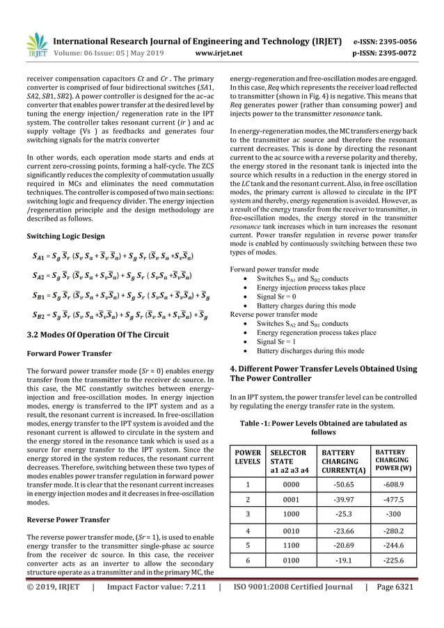 IRJET- Inductive Power Transfer System using Digital Controller based Matrix Converter | PDF