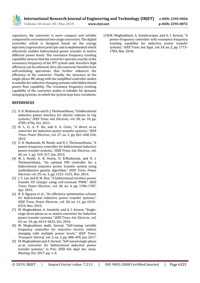 IRJET- Inductive Power Transfer System using Digital Controller based Matrix Converter | PDF