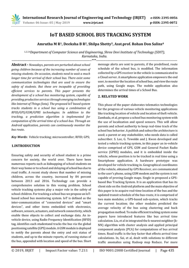 IRJET- IoT based School Bus Tracking System | PDF