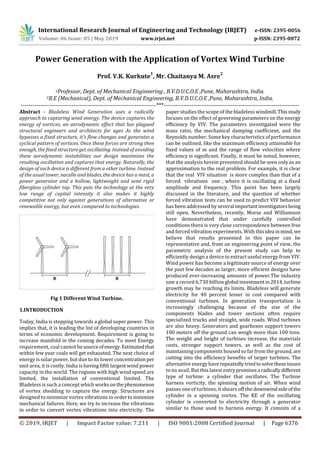 IRJET- Power Generation with the Application of Vortex Wind Turbine | PDF