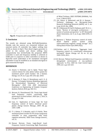IRJET- Frequency Control of Distributed Generators in Microgrid with ANFIS Controller | PDF