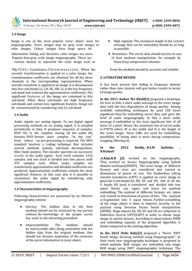 Irjet Wavelet Transform Based Steganography Pdf
