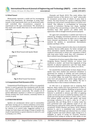 IRJET- Experimentally and CFD Analysis on Spoiler in Wind Tunnel ...