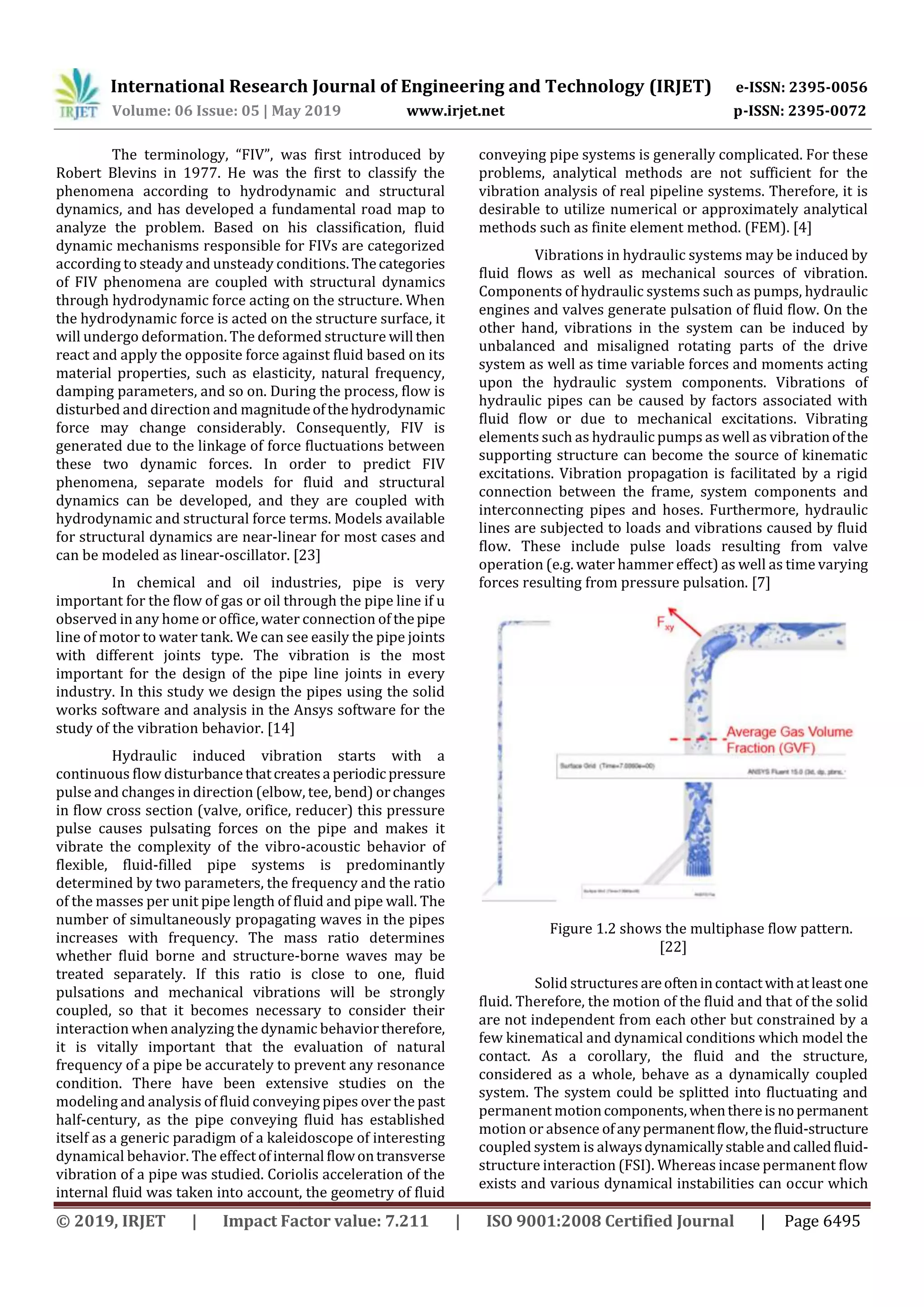 IRJET- Study of Fluid Induced Vibrations using Simulation Means and their Effects during ...