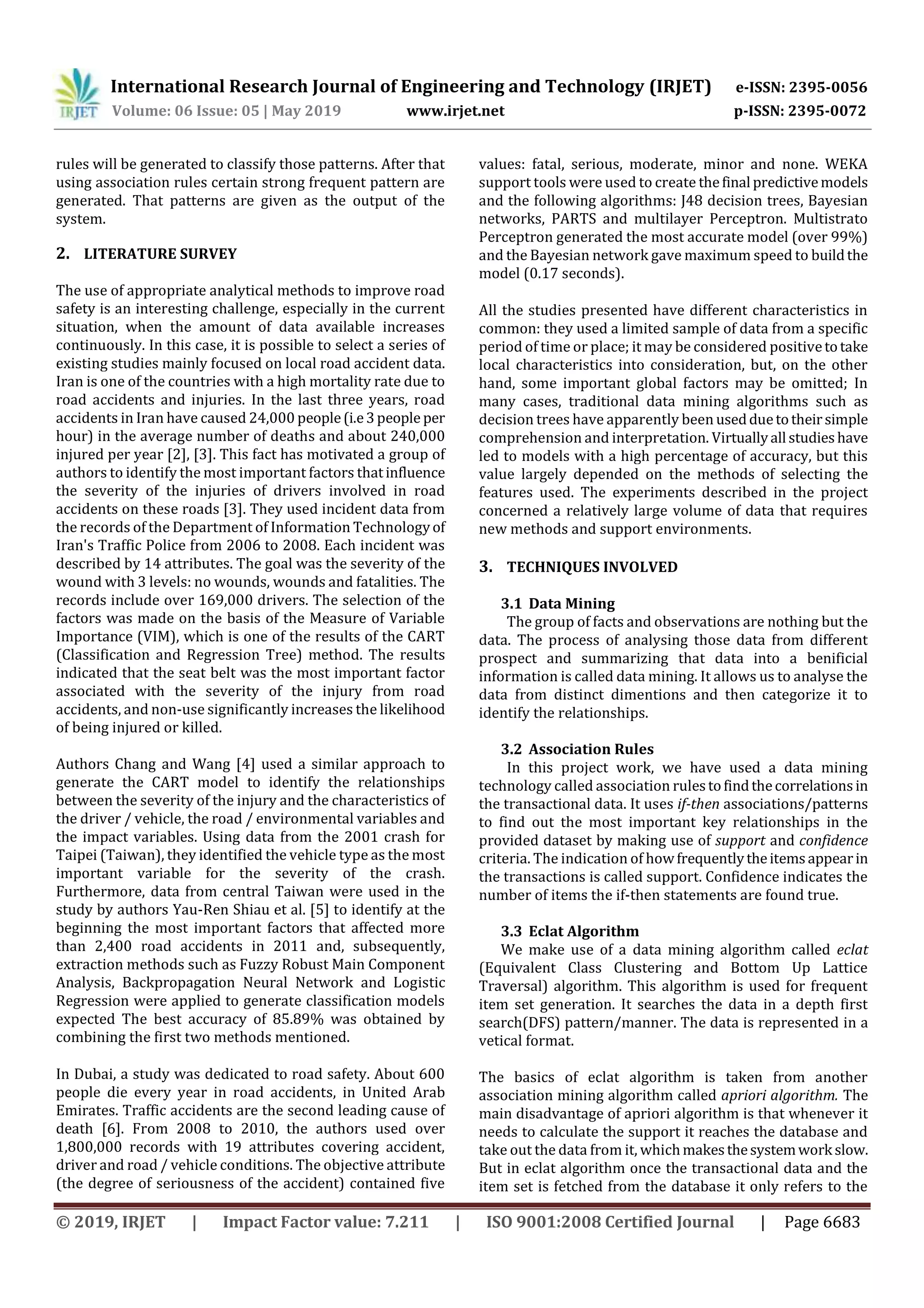 Irjet Smart Automated Modelling Using Eclat Algorithm For Traffic Accident Prediction Pdf