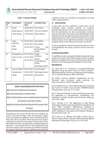 IRJET- Smart Automated Modelling using ECLAT Algorithm for Traffic Accident Prediction | PDF ...
