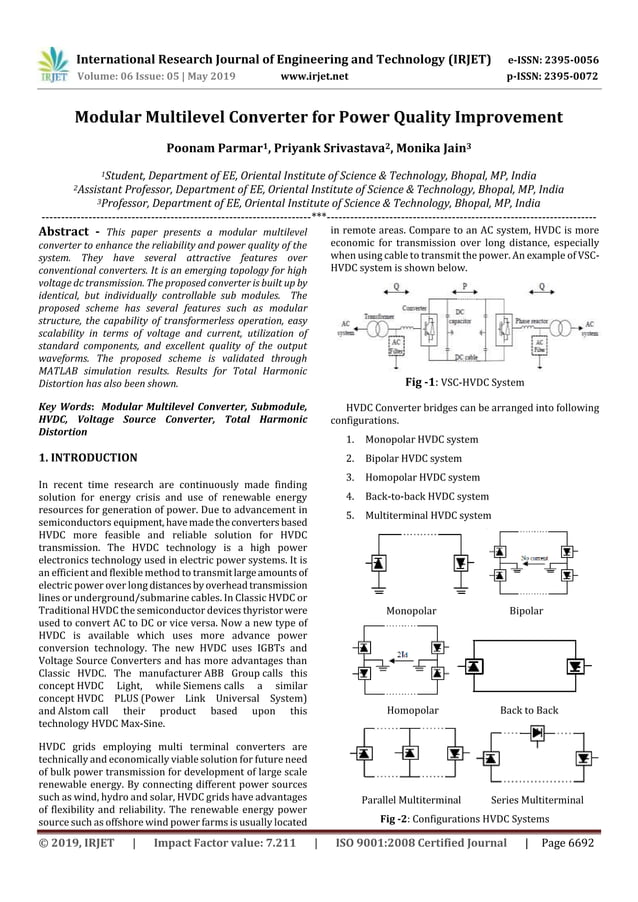 IRJET- Modular Multilevel Converter for Power Quality Improvement | PDF