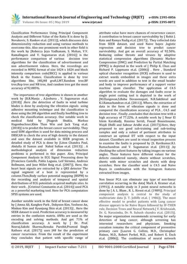 IRJET- Effect of Principal Component Analysis in Lung Cancer Detection ...