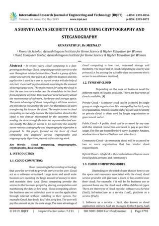 IRJET- A Survey: Data Security in Cloud using Cryptography and Steganography | PDF