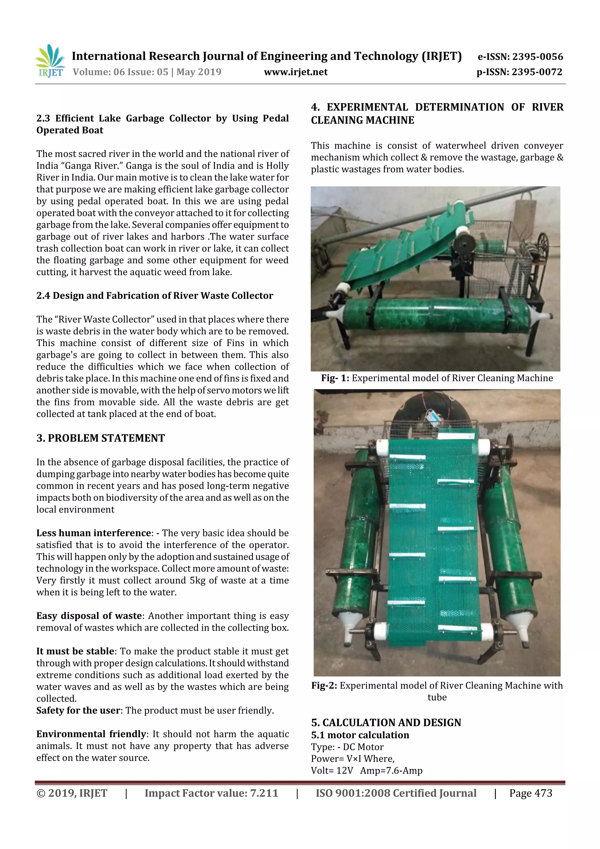 IRJET- Design and Fabrication of River Cleaning Machine | PDF