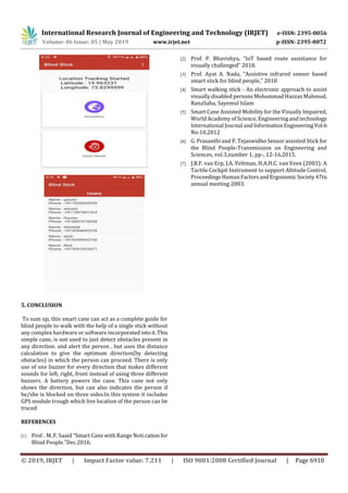 IRJET- Smart Cane for Blind People using IoT | PDF | Internet of Things ...