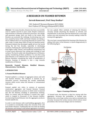 IRJET- A Research on Foamed Bitumen | PDF