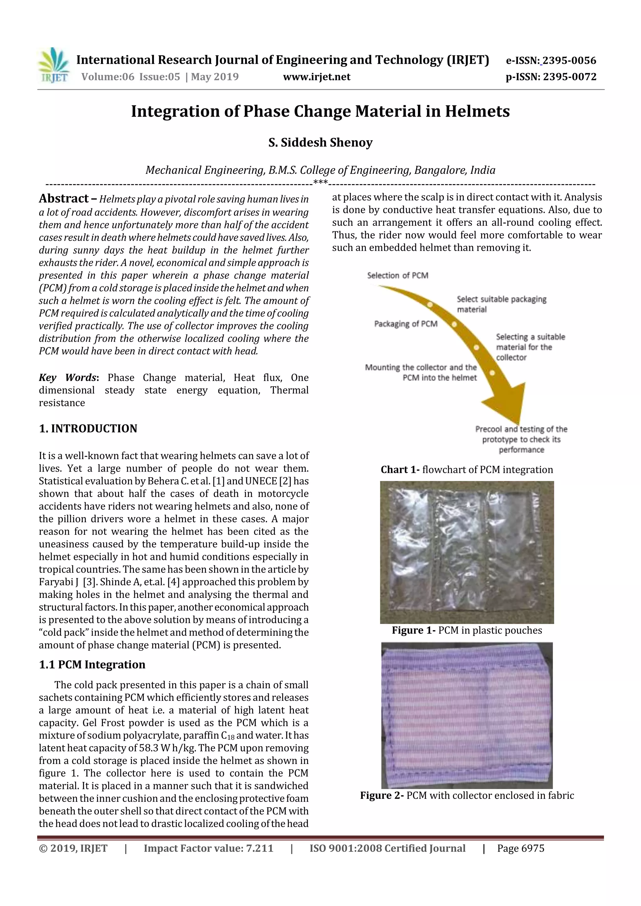 IRJET- Integration of Phase Change Material in Helmets | PDF