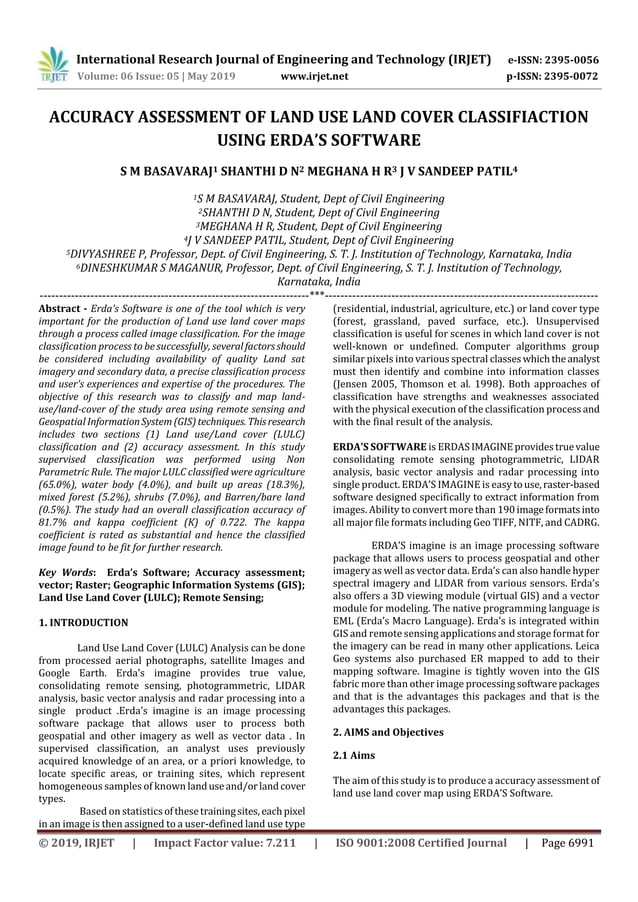 IRJET- Accuracy Assessment of Land use Land Cover Classifiaction using Erda’s Software | PDF