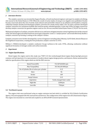 IRJET- Emission Effeciency of Diesel Oxidation Catalyst on a Nonroad ...