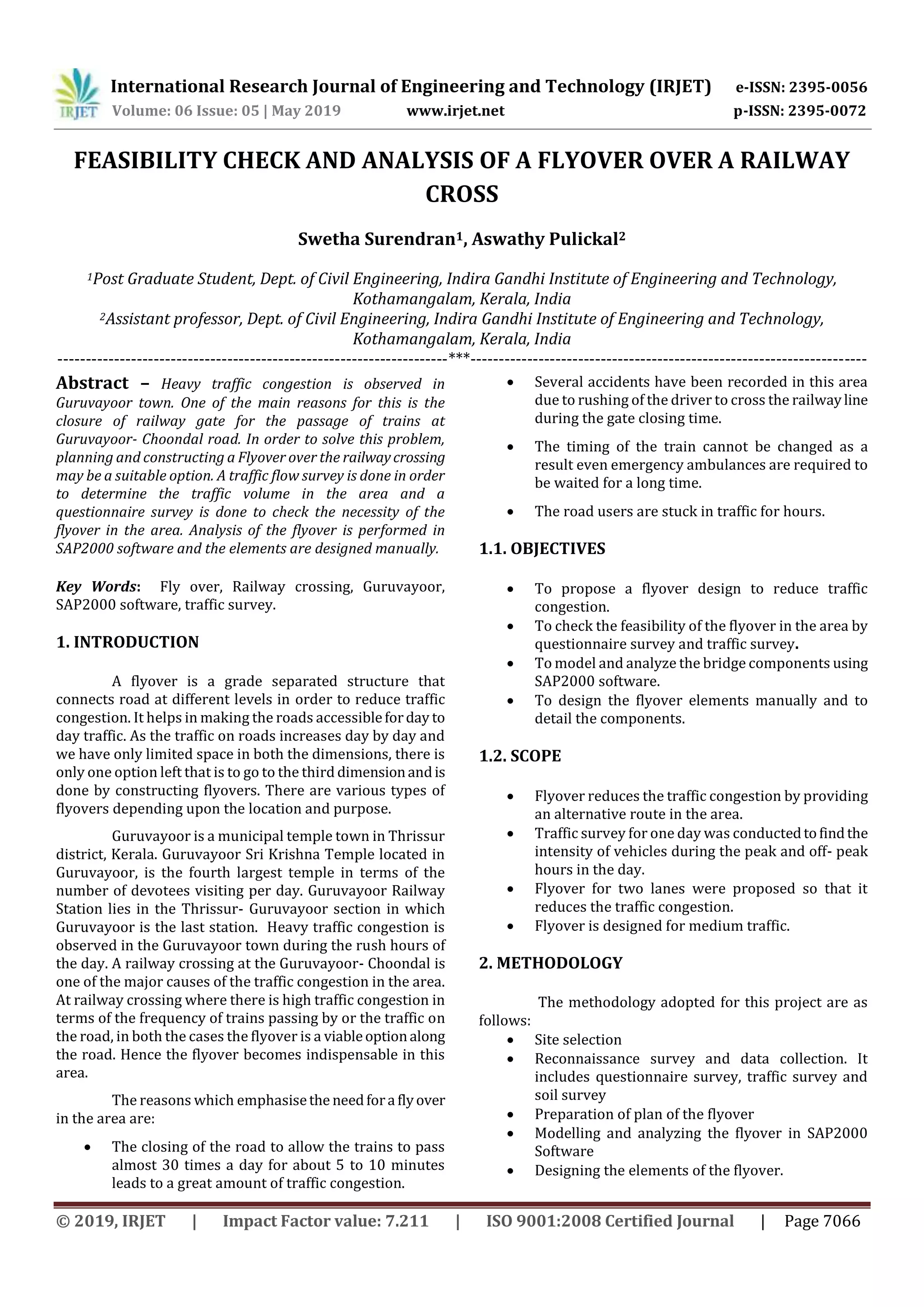 IRJET- Feasibility Check and Analysis of a Flyover Over a Railway Cross | PDF