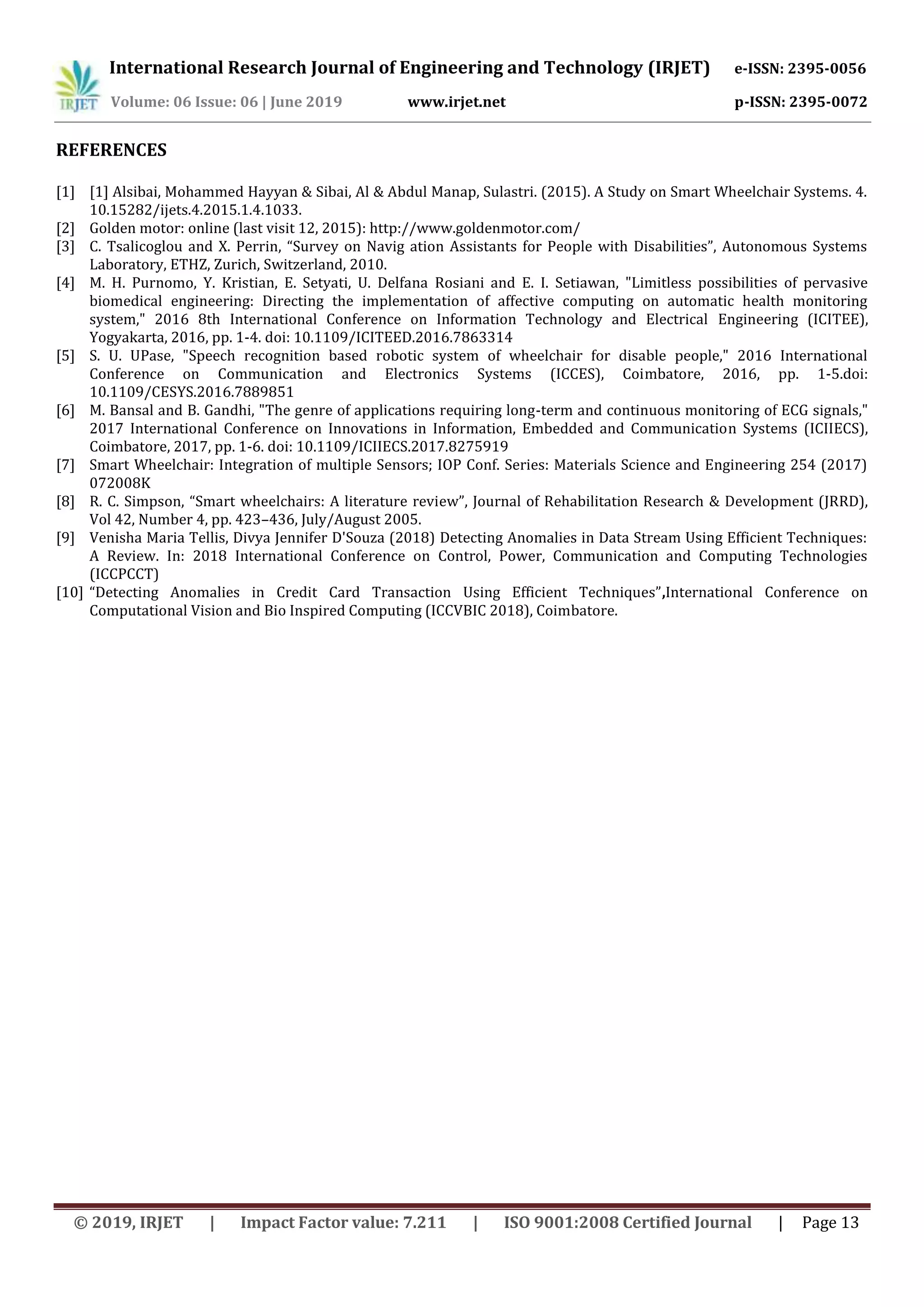 IRJET- IoT based Smart Sensing Wheelchair to Assist in Healthcare | PDF