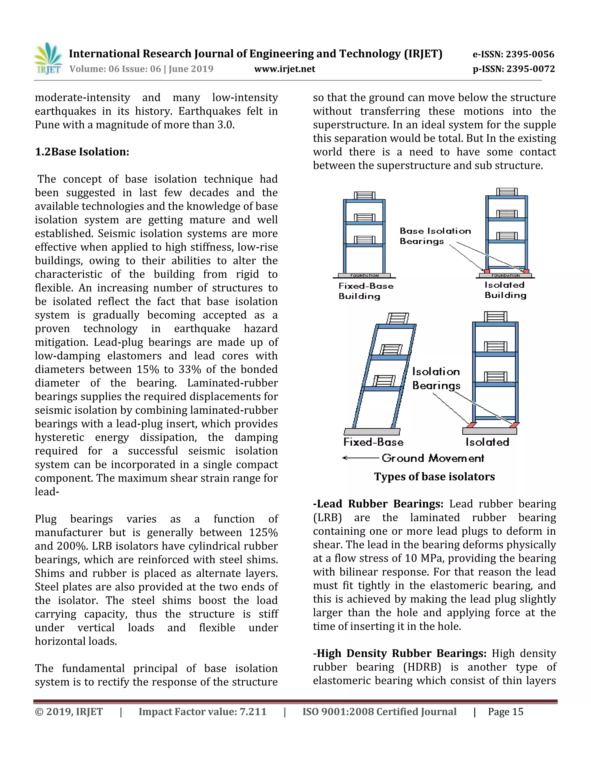 IRJET- Earthquake Analysis of Structure by Base Isolation Techniques using ETABS Software | PDF