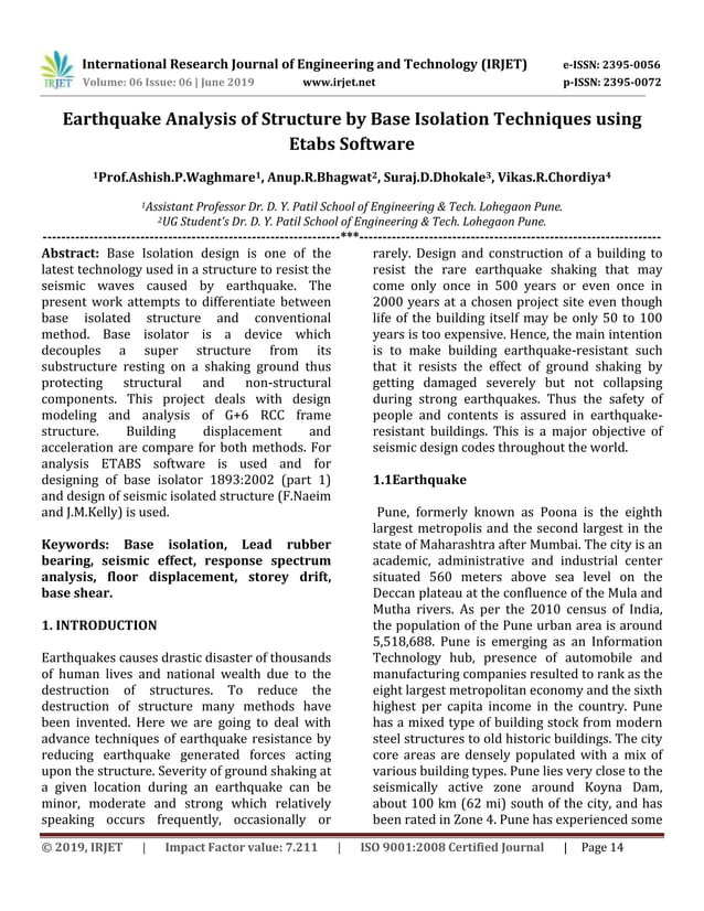 IRJET- Earthquake Analysis of Structure by Base Isolation Techniques ...