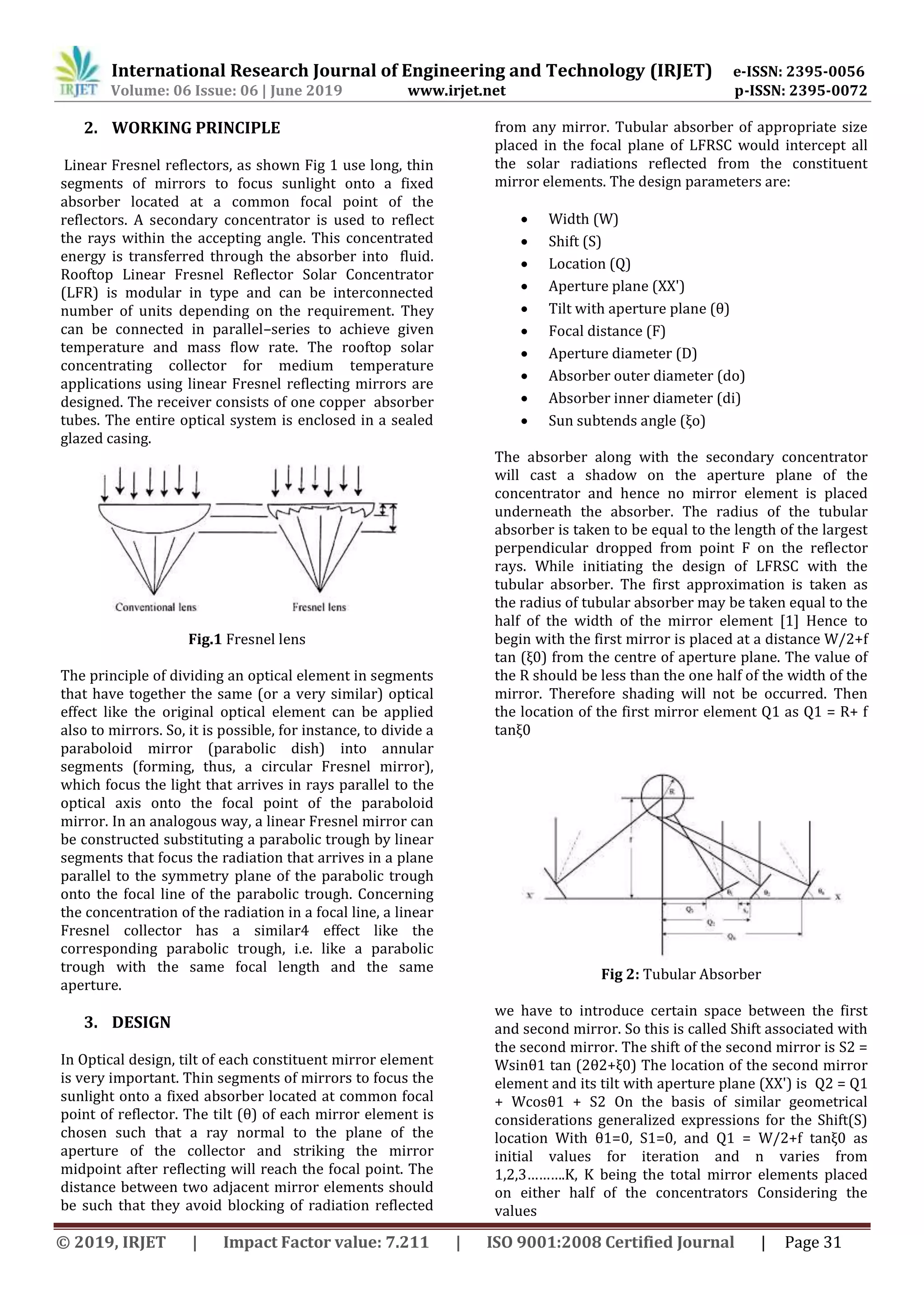 IRJET- Design and Analysis of Linear Fresnel Reflector for Water ...
