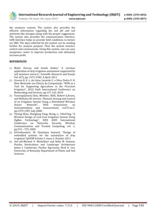 IRJET- Soil Monitoring and Irrigation System by using Arm Processor | PDF | Agriculture | Industries