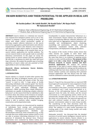 IRJET- Swarm Robotics and their Potential to be Applied in Real Life Problems | PDF