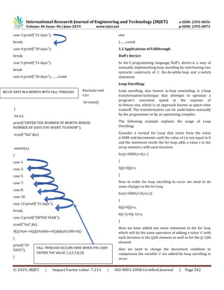 IRJET- Switch Case Statements in C | PDF