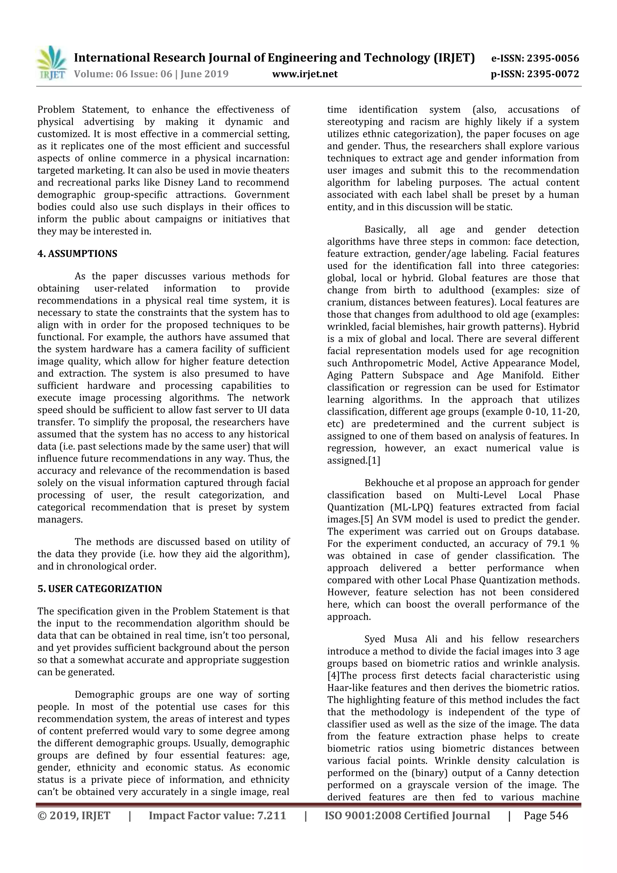 IRJET- Survey on Facial Feature Detection Methods in Offline Recommendation based Systems | PDF ...
