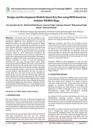 IRJET- Design and Development Modish Smart Key Box using RFID based on ...