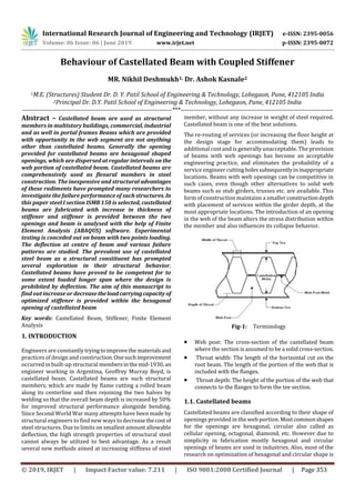 IRJET- Behaviour of Castellated Beam with Coupled Stiffener | PDF