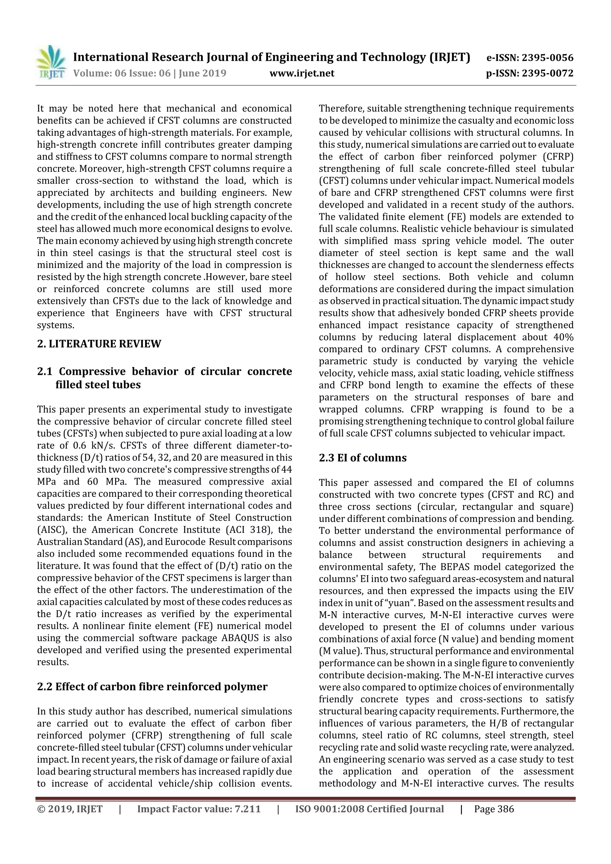 IRJET- Behaviour of CFST Column Element with & without Shear Studs ...