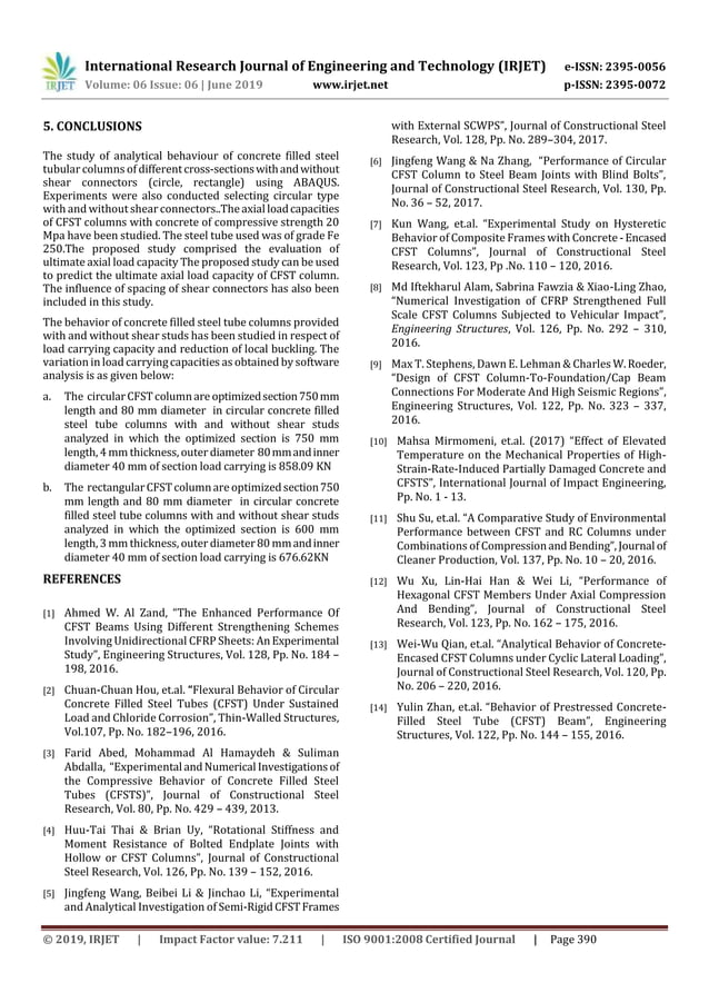 IRJET- Behaviour of CFST Column Element with & without Shear Studs ...