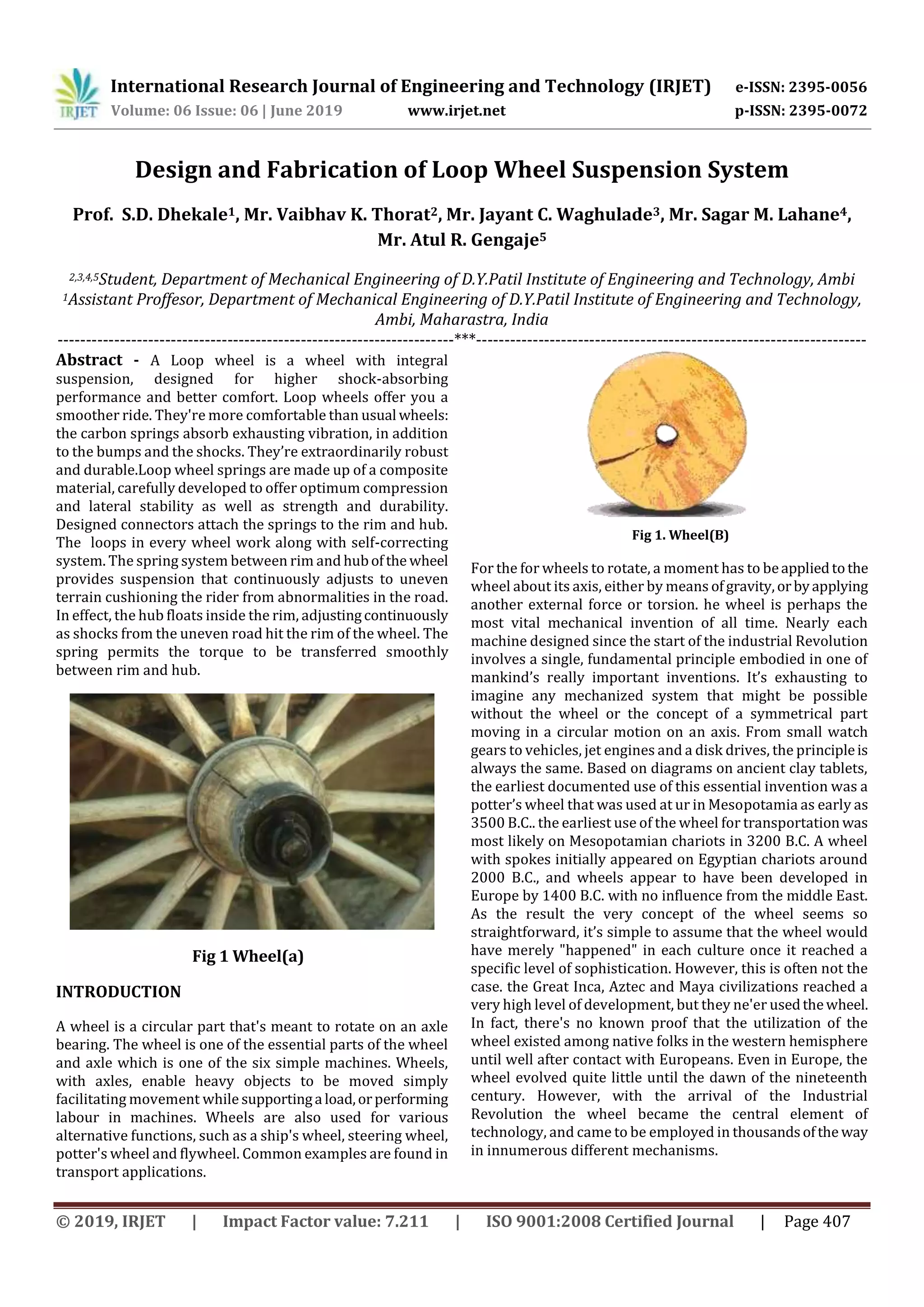 IRJET- Design and Fabrication of Loop Wheel Suspension System | PDF