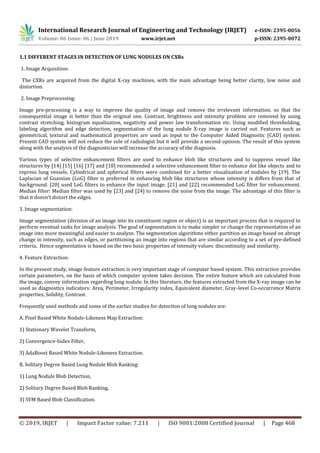 IRJET= Computer Assisted Lung Nodule Detection in Digital Chest Radiographs - A Survey | PDF