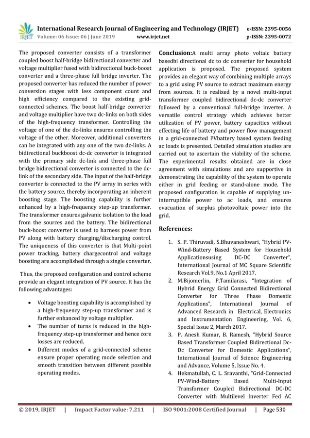 IRJET- A Review on Grid Connected Multi Array PV Battery based Bi ...
