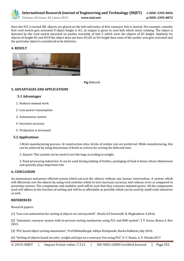 Irjet Smart System For Sorting Defective Parts And Distribution Line Using Plc Pdf