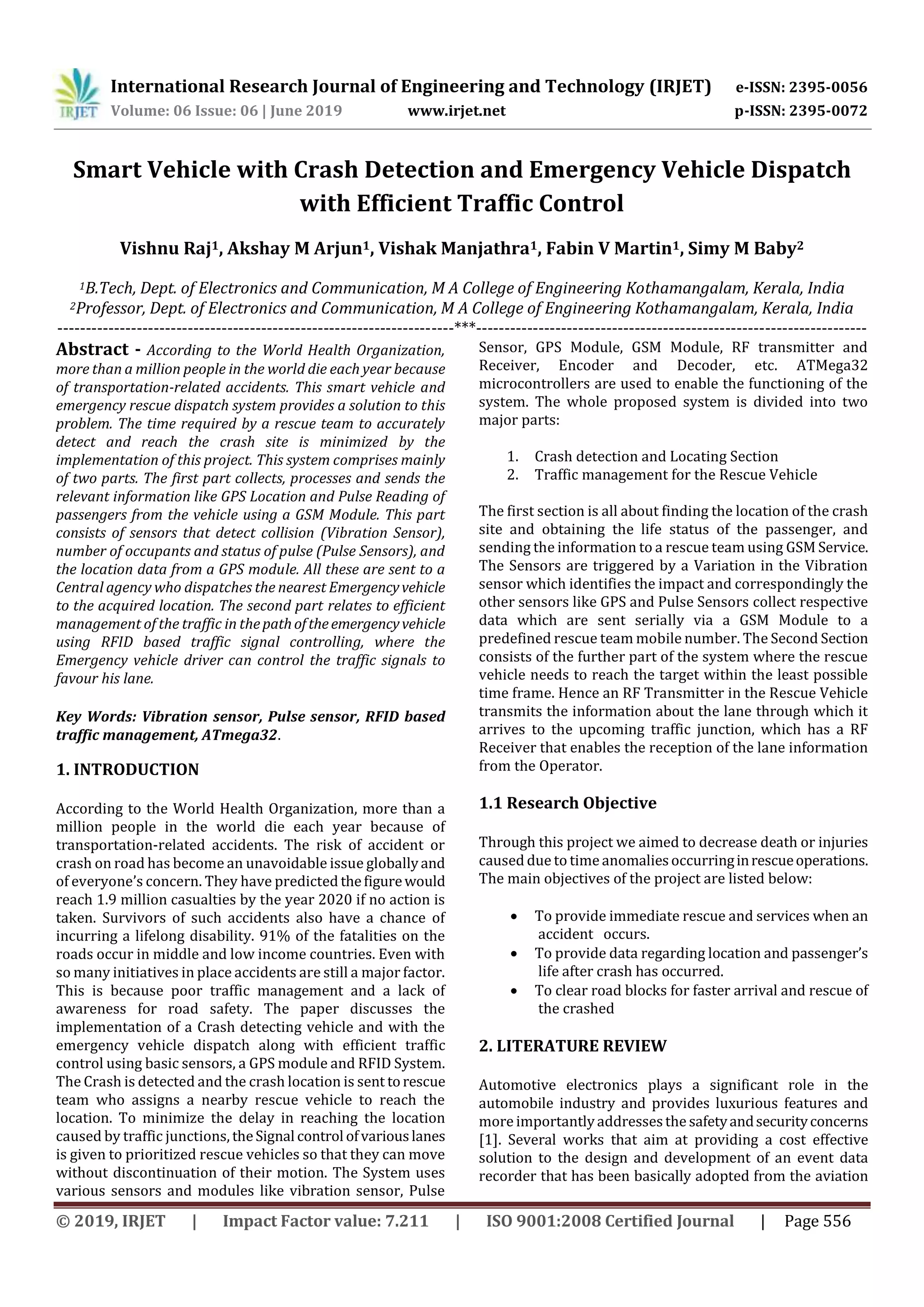 IRJET- Smart Vehicle with Crash Detection and Emergency Vehicle ...