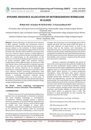 IRJET- Dynamic Resource Allocation of Heterogeneous Workload in Cloud | PDF