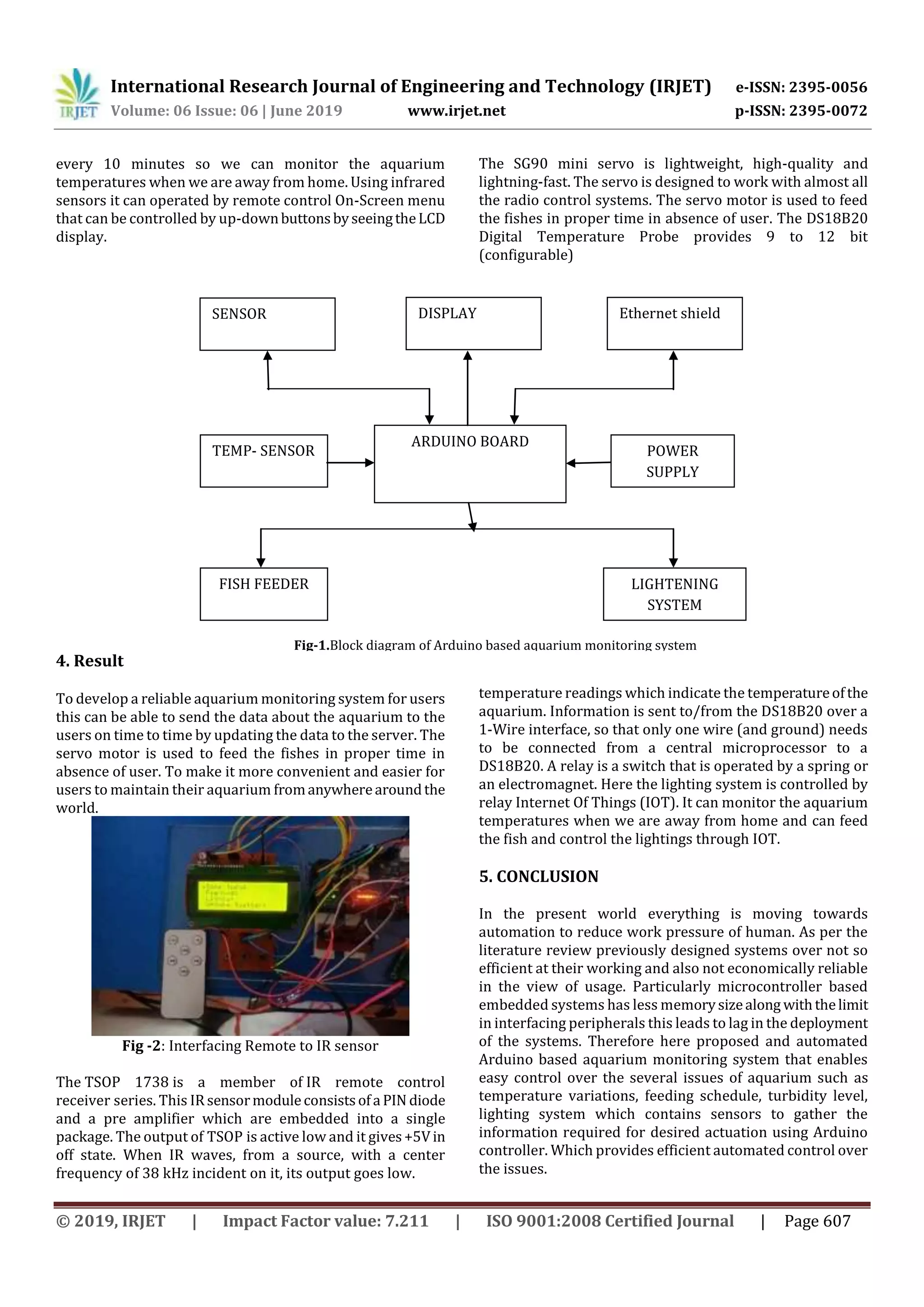IRJET- Arduino based Aquarium Monitoring System | PDF