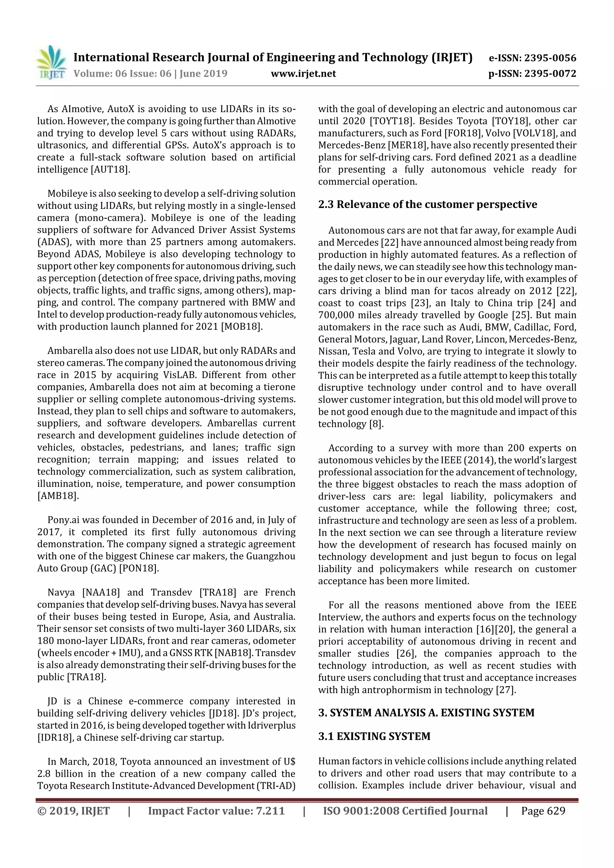 IRJET- Using Deep Convolutional Neural Network to Avoid Vehicle Collision | PDF