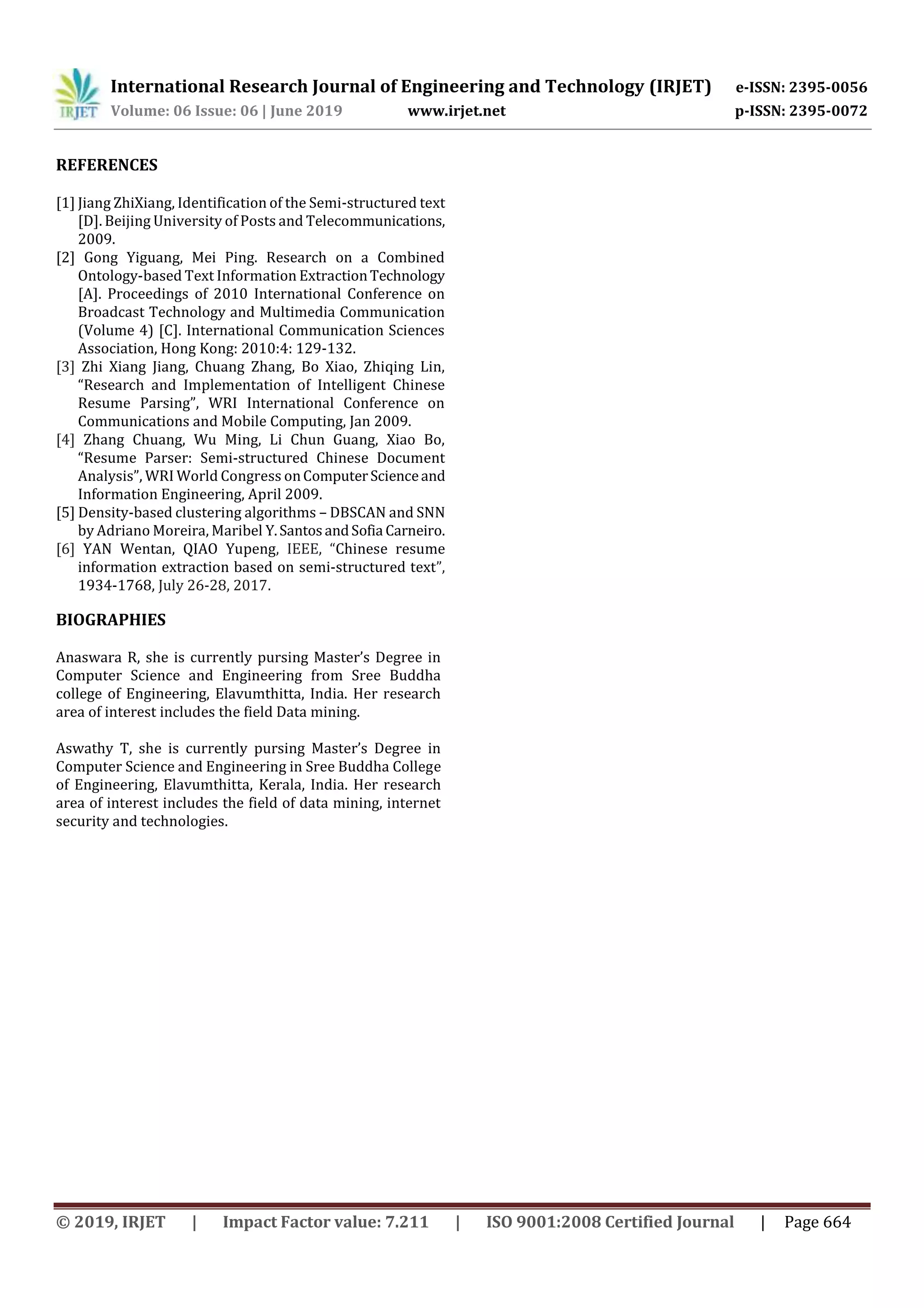 IRJET- Resume Information Extraction Framework | PDF