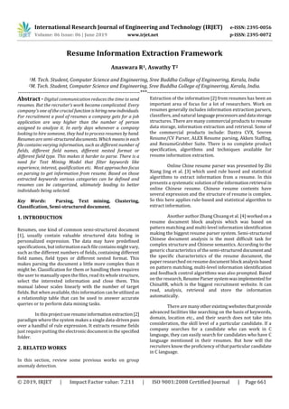 IRJET- Resume Information Extraction Framework | PDF