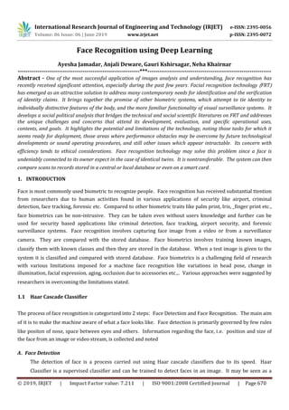 IRJET- Face Recognition using Deep Learning | PDF